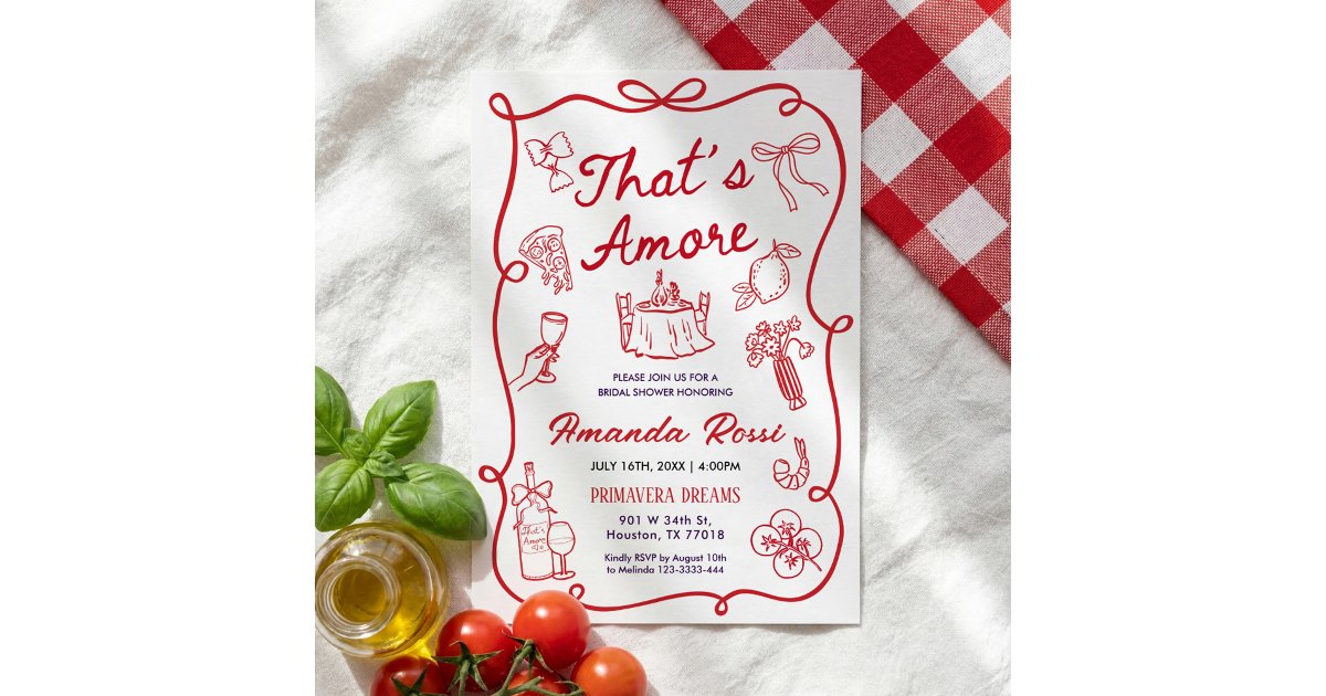Italian Bridal Shower Invitation, That's Amore Invitation | Zazzle