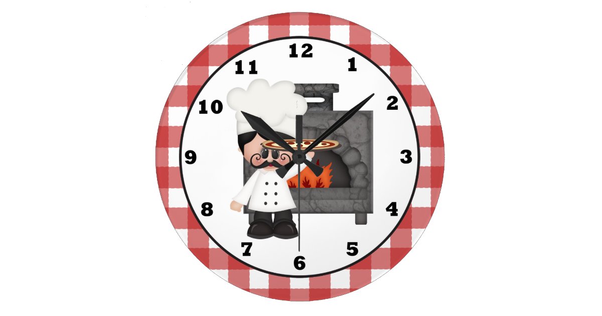 Italian Chef fun kitchen wall clock | Zazzle