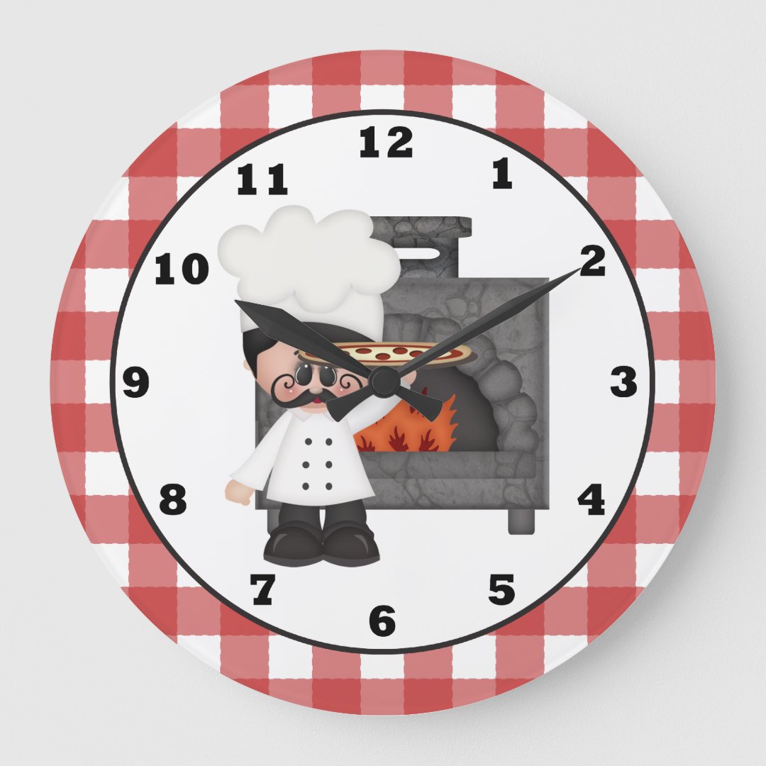 Italian Chef fun kitchen wall clock | Zazzle