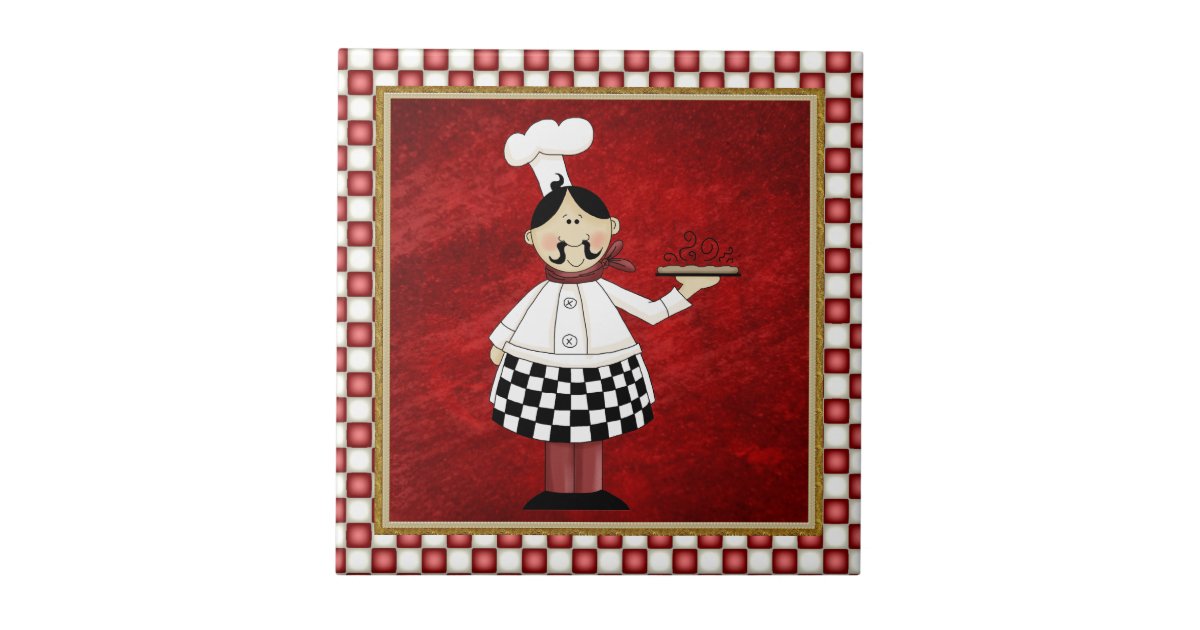 Italian Chef kitchen tile | Zazzle