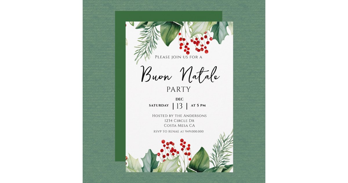 Italian Christmas Buon Natale Party Invitation | Zazzle