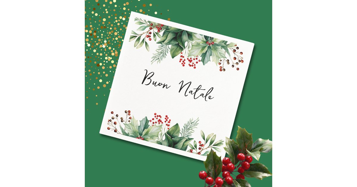 Italian Christmas Buon Natale Party Napkins | Zazzle