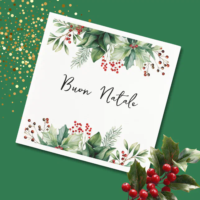 Italian Christmas Buon Natale Party Napkins | Zazzle