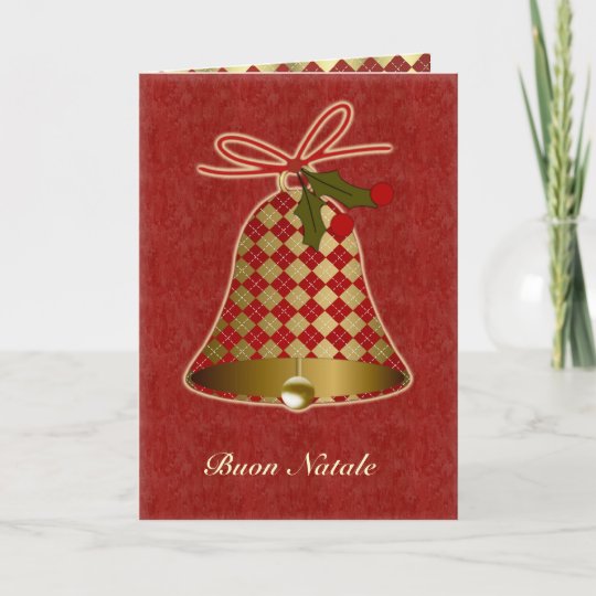 Italian Christmas Card with bell and holly | Zazzle.com