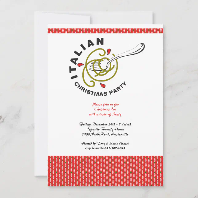 Italian Christmas Party Dinner Invitation | Zazzle