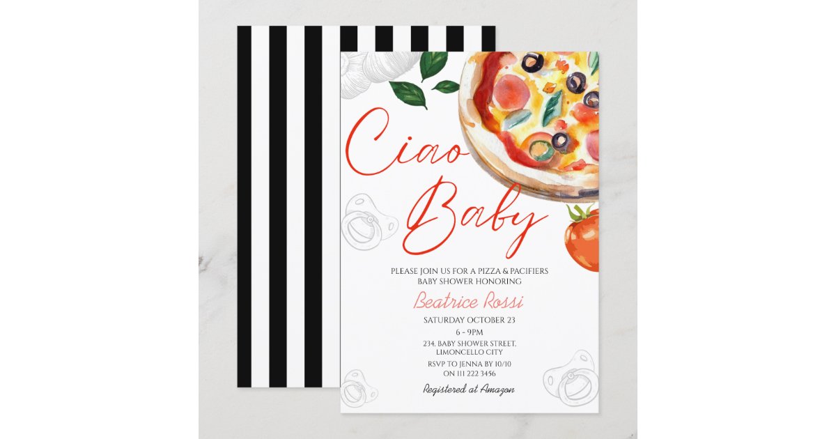 Italian Ciao Baby Pizza Baby Shower Invitation | Zazzle