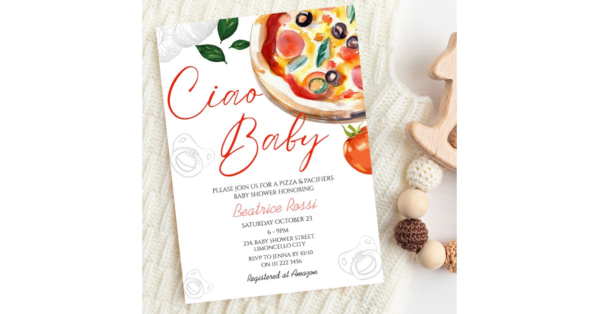 Italian Ciao Baby Pizza Baby Shower Invitation | Zazzle