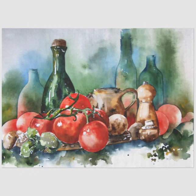 Italian Cuisine Watercolor Decoupage Tissue Paper | Zazzle