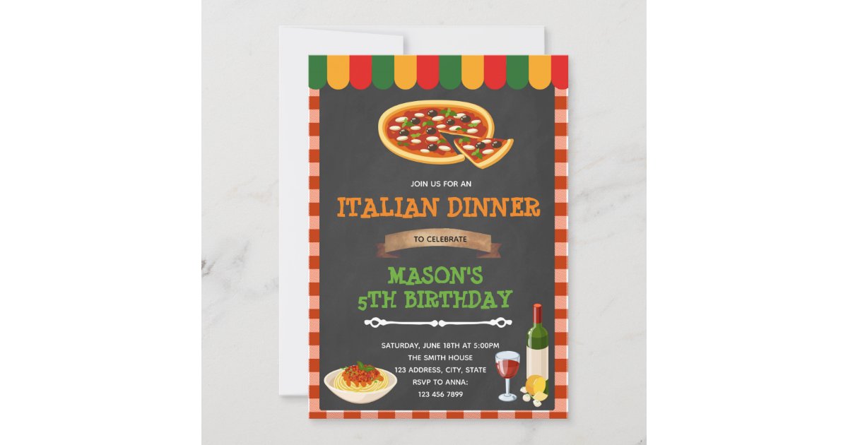 Italian dinner theme party invitation | Zazzle