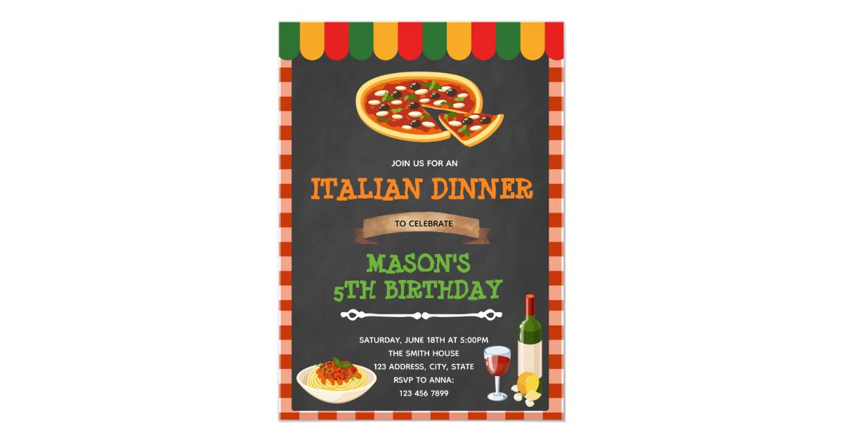 Italian dinner theme party invitation | Zazzle.com