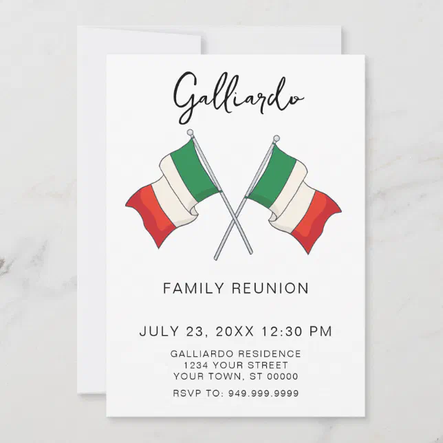 Italian Family Reunion Party Invitation | Zazzle