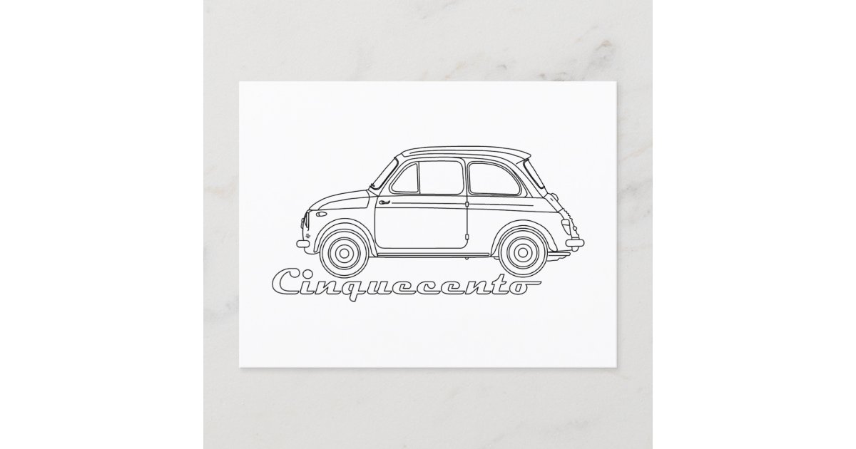 Italian Fiat Cinquecento 500 cc Oldtimer Blueprint Postcard | Zazzle