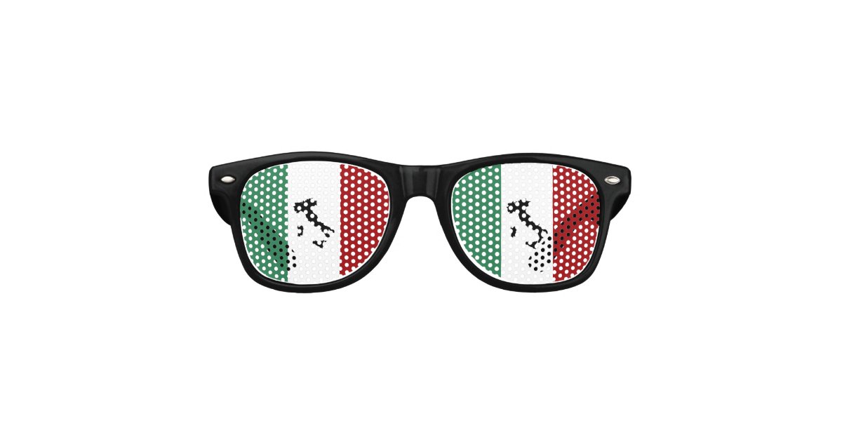 Italian Flag & Boot Retro Sunglasses | Zazzle