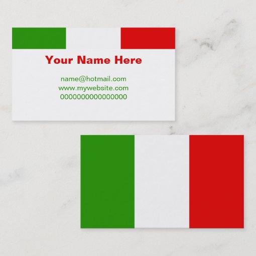 Italian Flag Business Card | Zazzle