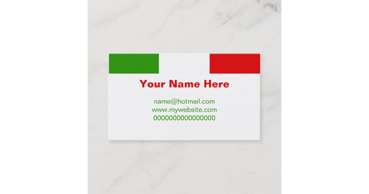 Italian Flag Business Card | Zazzle