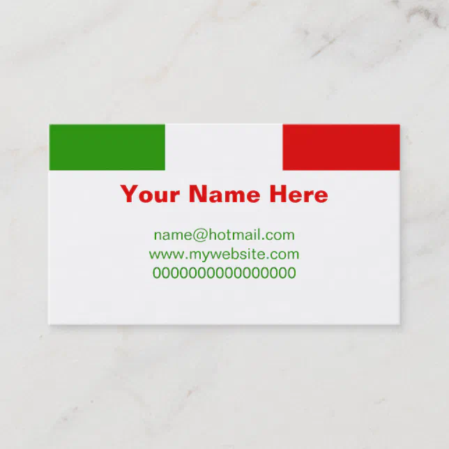 Italian Flag Business Card | Zazzle
