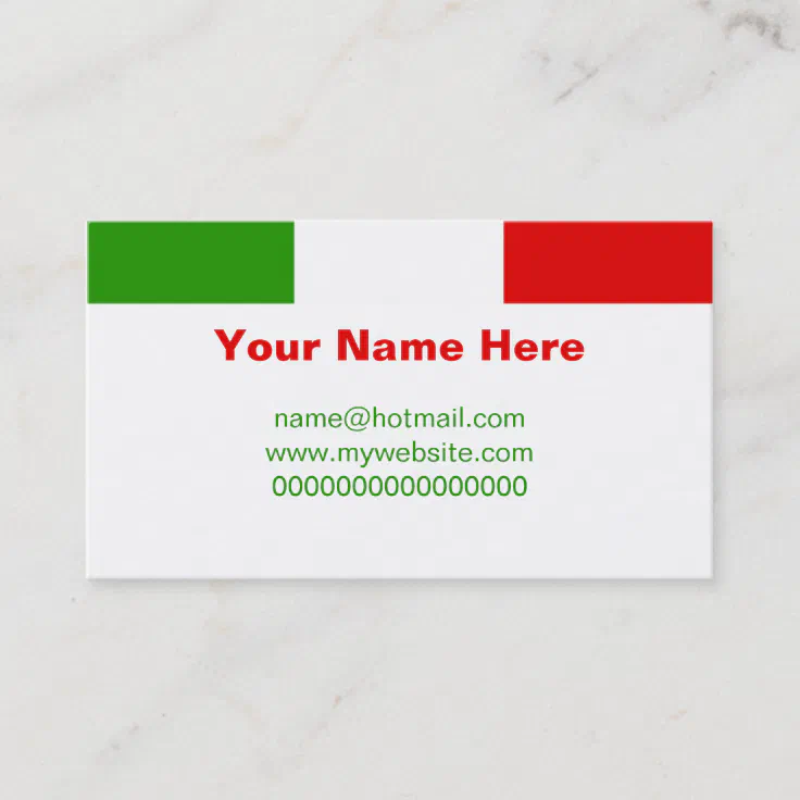 Italian Flag Business Card | Zazzle