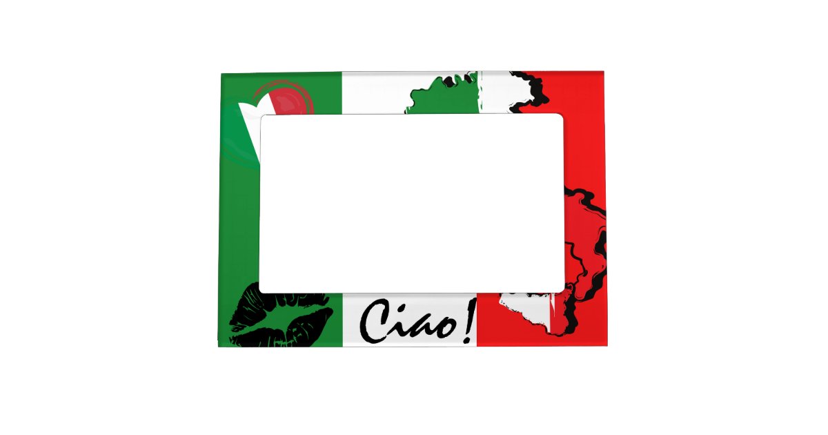 Italian Flag Ciao Magnetic Picture Frame | Zazzle