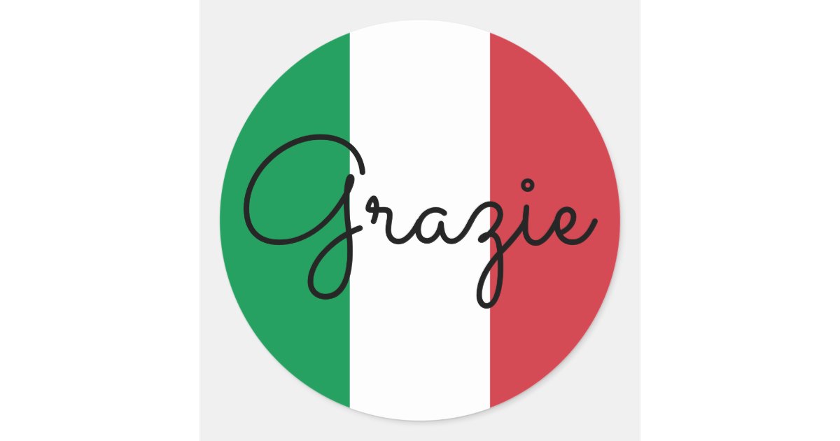 Italian Flag Colors Grazie Classic Round Sticker | Zazzle