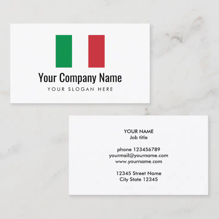 Italian flag company logo business card template | Zazzle
