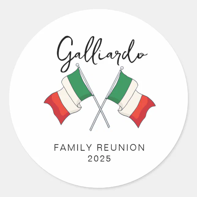 Italian Flag Family Reunion Classic Round Sticker | Zazzle
