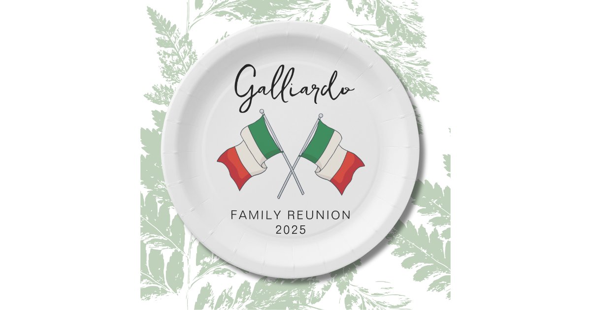 Italian Flag Family Reunion Paper Plates | Zazzle