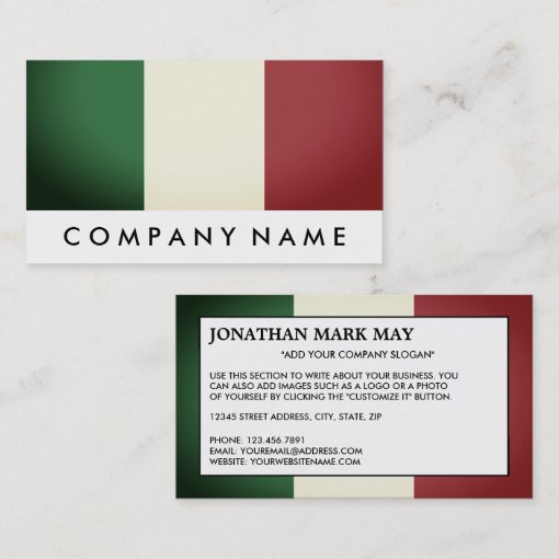 Italian Flag, Italy Business Card | Zazzle