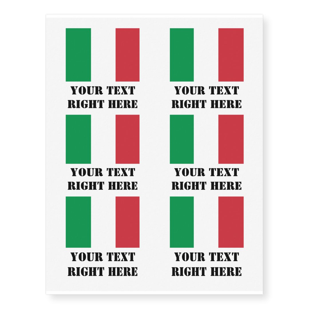 Italian flag Italy pride tricolore DIY Temporary Tattoos | Zazzle