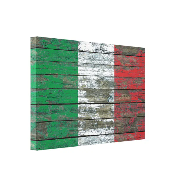 Italian Flag on Rough Wood Boards Effect Canvas Print | Zazzle