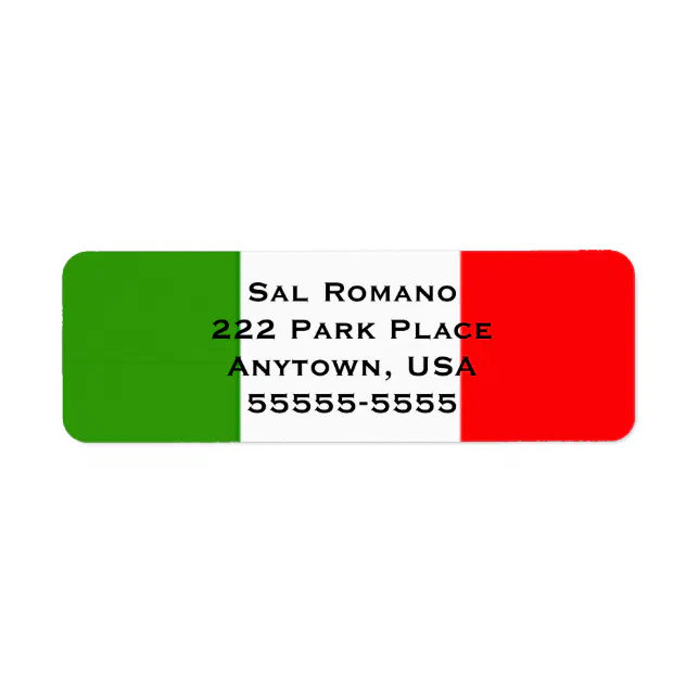 Italian Flag Return Address Label Template | Zazzle