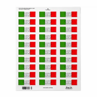 Italian Flag Return Address Label Template | Zazzle