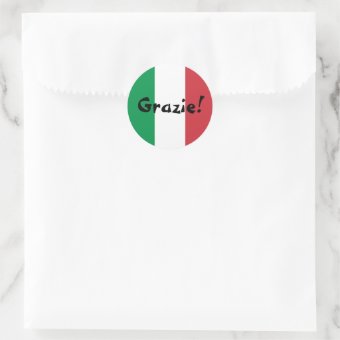 Italian Flag Thank You Grazie! Classic Round Sticker | Zazzle