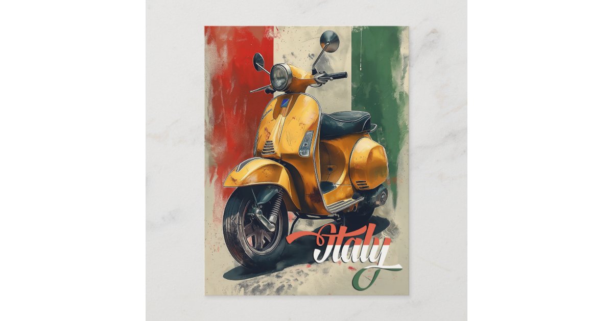 Italian Flag Vespa Scooter Postcard | Zazzle