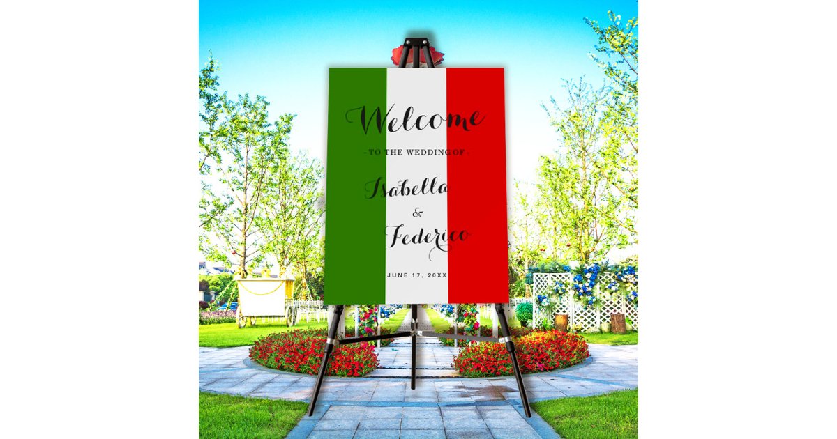 Italian Flag Wedding Welcome Sign | Zazzle