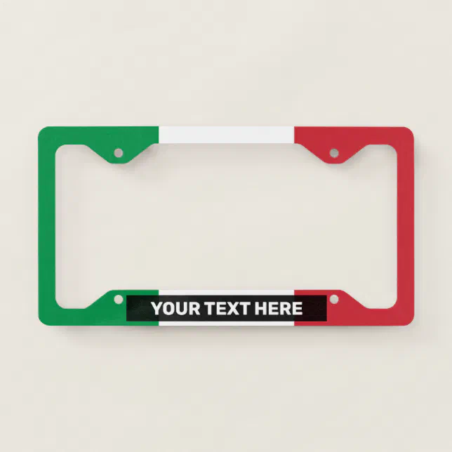 Italian Flag White Text Personalized License Plate Frame | Zazzle