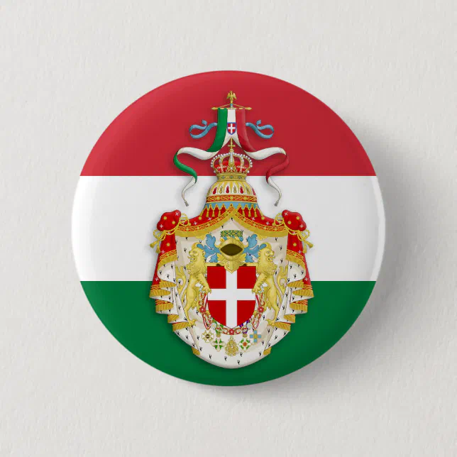 Italian Flag with insignia of the Kingdom of Italy Button | Zazzle