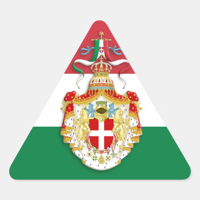 Italian Flag with insignia of the Kingdom of Italy Triangle Sticker ...