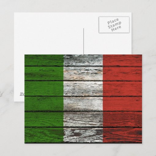 Italian Flag with Rough Wood Grain Effect Postcard | Zazzle
