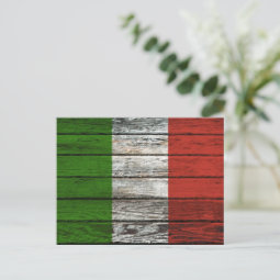Italian Flag with Rough Wood Grain Effect Postcard | Zazzle