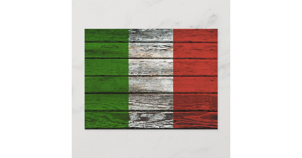 Italian Flag with Rough Wood Grain Effect Postcard | Zazzle