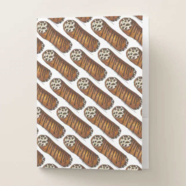 Italian Food Bakery Pastry Chocolate Chip Cannoli Pocket Folder | Zazzle