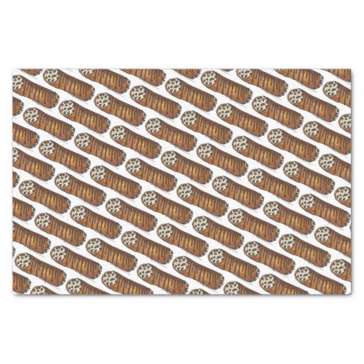 Italian Food Bakery Pastry Chocolate Chip Cannoli Tissue Paper | Zazzle