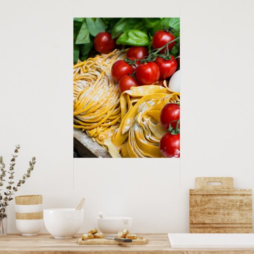 Italian Food Pasta Tomato Basil Eggs Poster | Zazzle