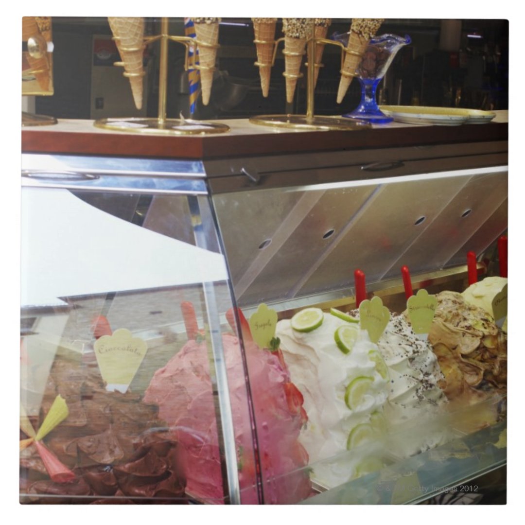 Italian gelato in display case tile | Zazzle