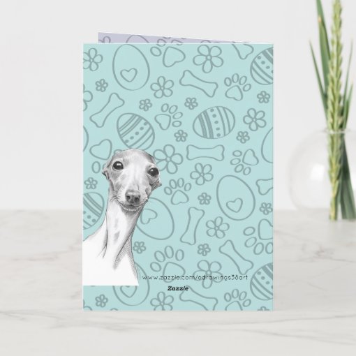 Italian Greyhound dog Easter pattern Cute Pastel Holiday Card | Zazzle