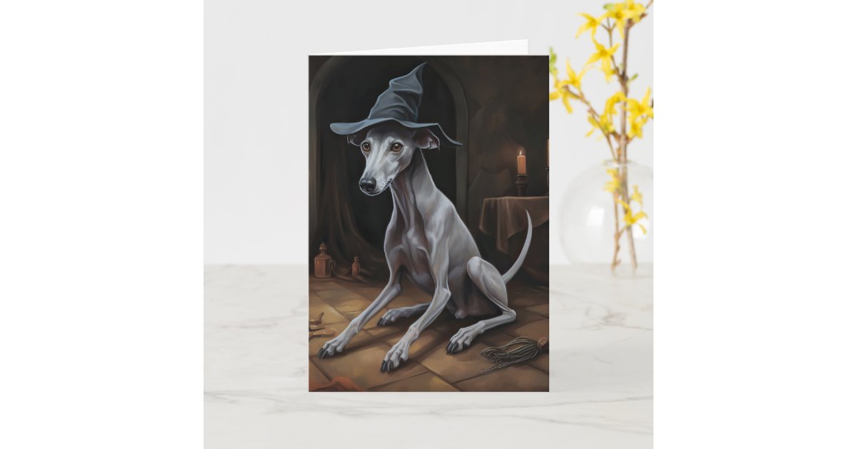 Italian Greyhound Pumpkins Halloween Scary Card | Zazzle