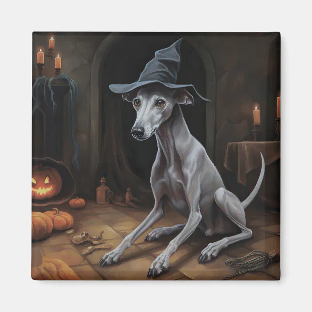 Italian Greyhound Pumpkins Halloween Scary Magnet | Zazzle