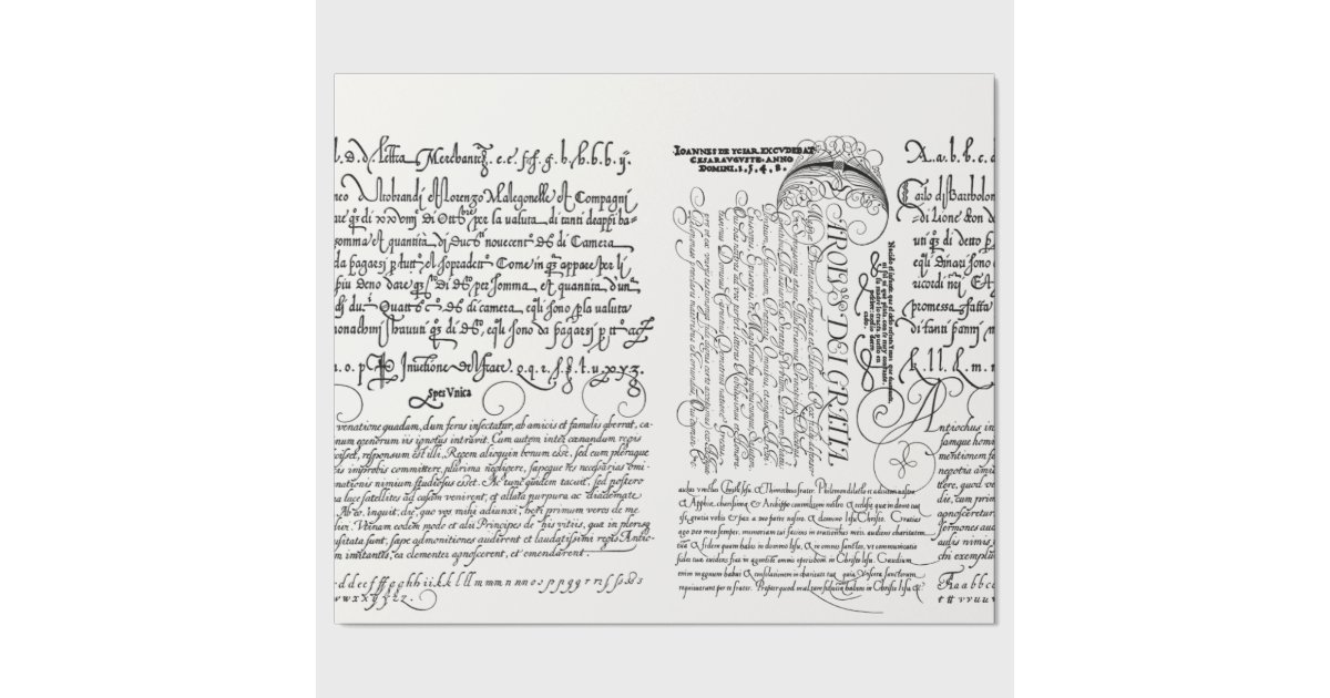 Italian Handwriting Calligraphy Vintage Art Wrapping Paper | Zazzle
