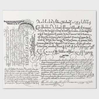 Italian Handwriting Calligraphy Vintage Art Wrapping Paper | Zazzle
