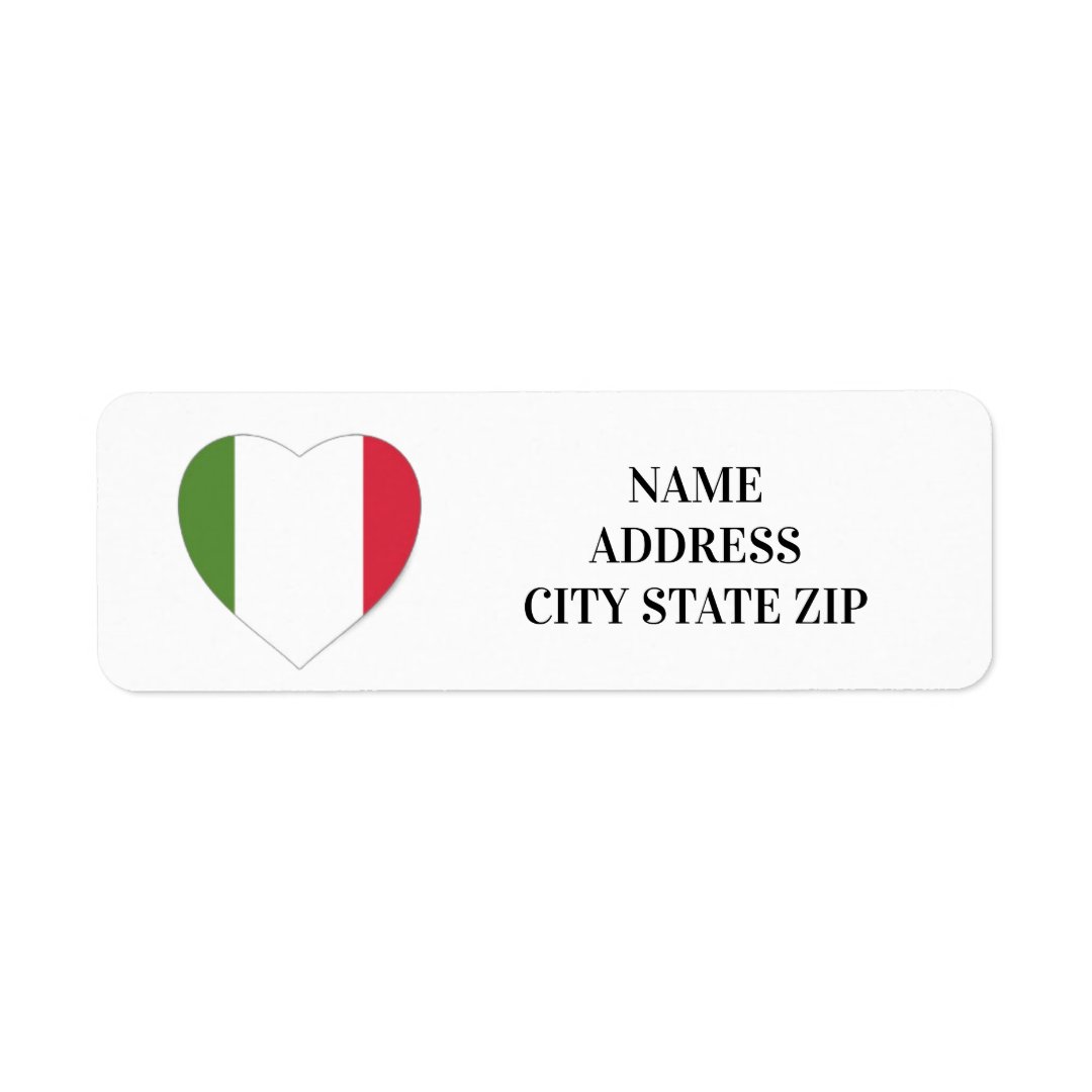 **ITALIAN HEART** RETURN ADDRESS LABEL | Zazzle